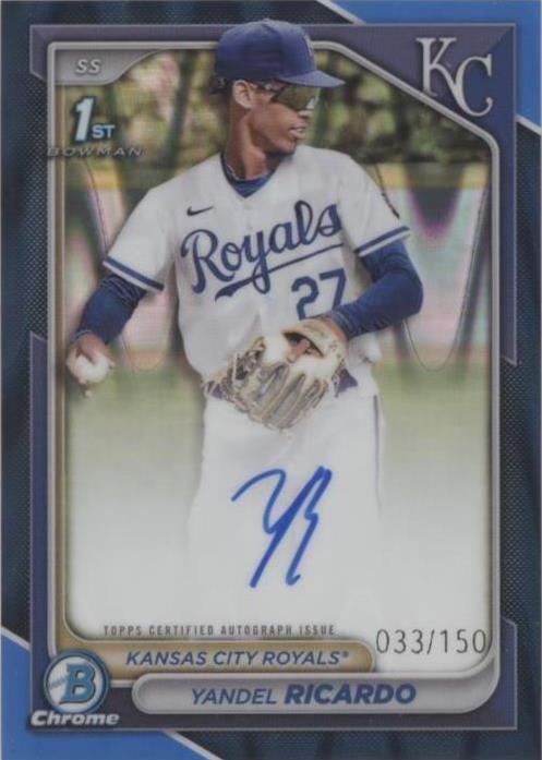 2024 Bowman Chrome - Prospect Autographs Yandel Ricardo #CPA-YRI Blue ...