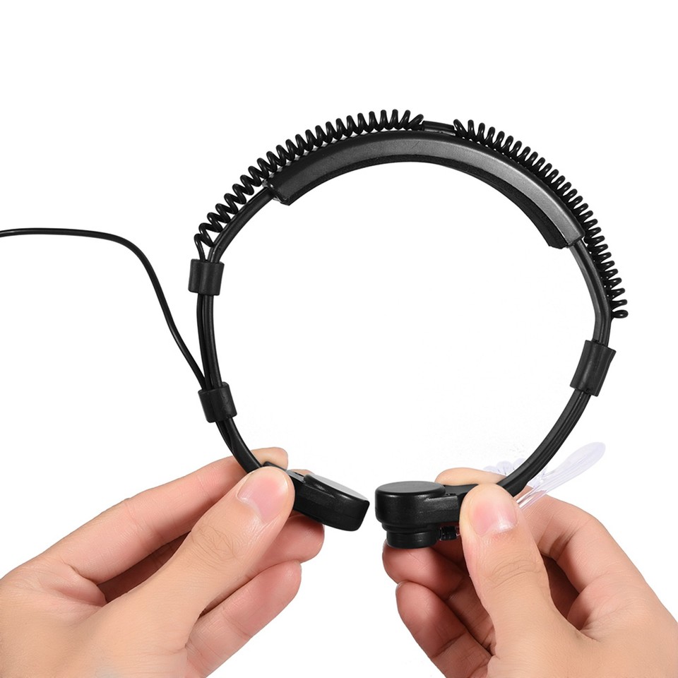 Throat Mic Headset Acoustic Tube Earpiece PTT For UV5R 2‑Way Radio Wa ...