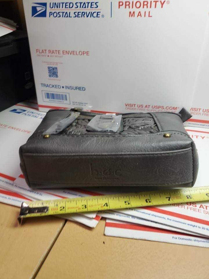 B.O.C. Born Concept Purse Tote Handbag CHARCOAL Filigree Embossed ...