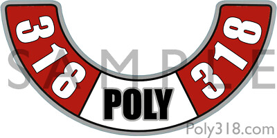 Large Poly 318 Engine Air Cleaner Decal Plymouth Chrysler Sticker | eBay