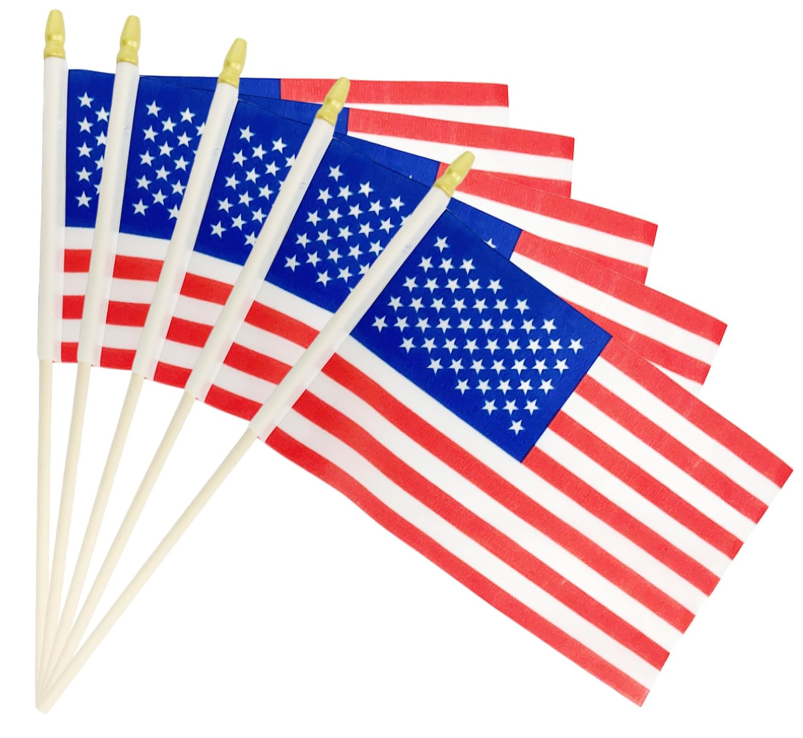 Pack of 20, Handheld American Flags 5X8 Inch - USA Flags on Wood Sticks ...