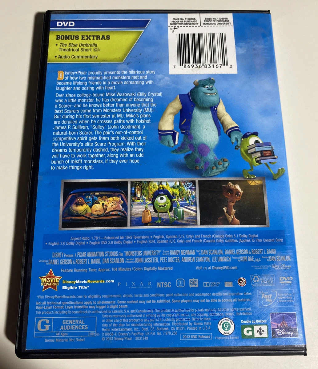 Monster University Dvd Cover