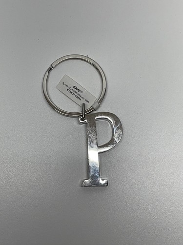 New-Letter P Keychain Silver Tone Metal Ganz Initial Key Ring Fob Free ...