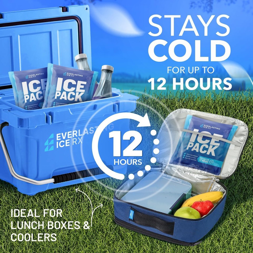 Rapid Performance Reusable Ice Packs for Coolers or Lunch Box 4 Pack Up ...