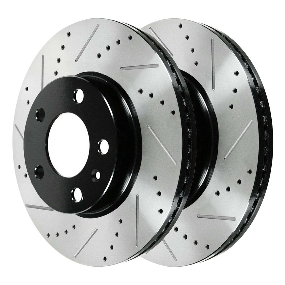 Front Drilled Slotted Brake Rotors Black & Pads for Chevy Sonic Cruze ...