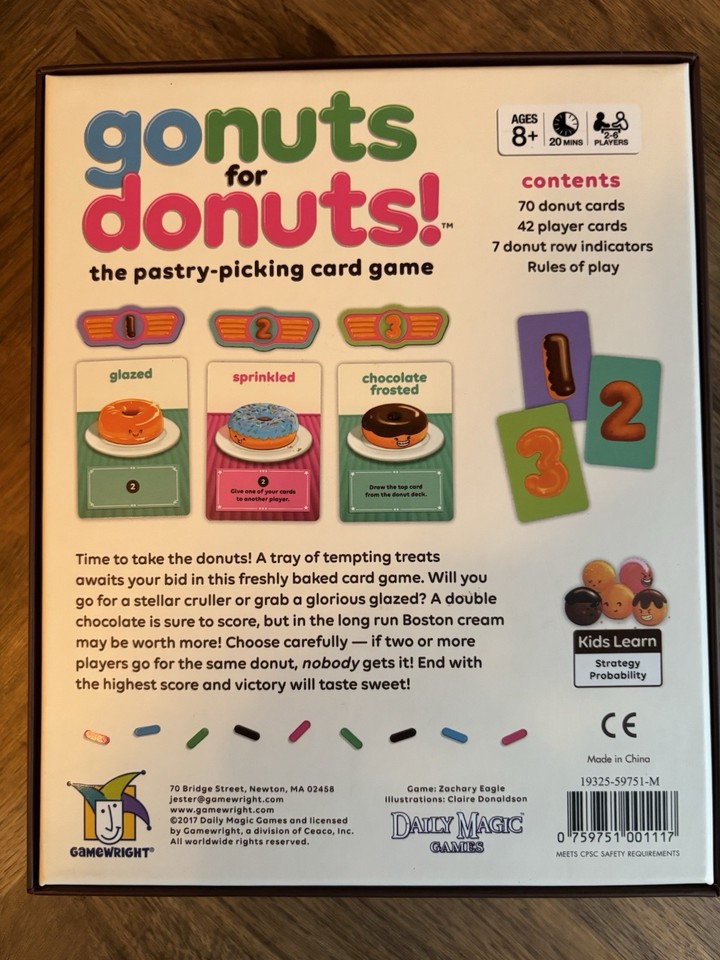 Go Nuts For Donuts Pastry-Picking Card Game Gamewright - 100% Complete ...