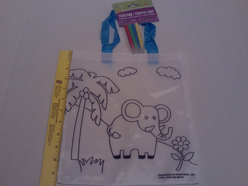 Color Your Own Tote Bag w/Markers - Arts/Crafts, Design Handbag Kids ...