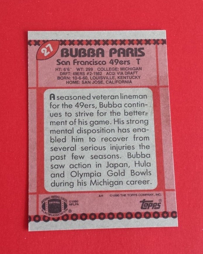 1990 Topps Football Bubba Paris Card 27 San Francisco 49ers | eBay