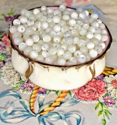 Vintage Mother of pearl beads, MOP Beads 4mm, Genuine Beads, Shabby ...