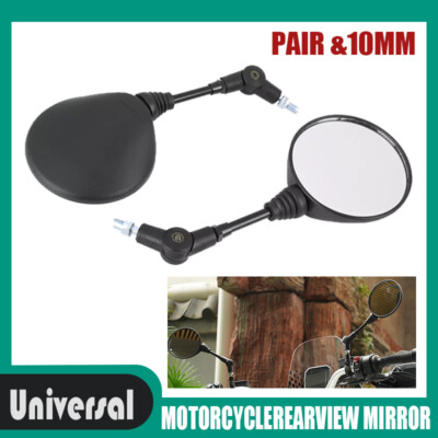 Pair Universal Round Motorcycle Rearview Rear View Side Mirrors W ...