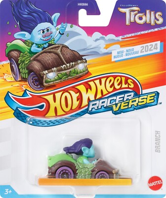 Hot Wheels RacerVerse Trolls Branch 1:64 Scale Toy Car Optimized Track ...