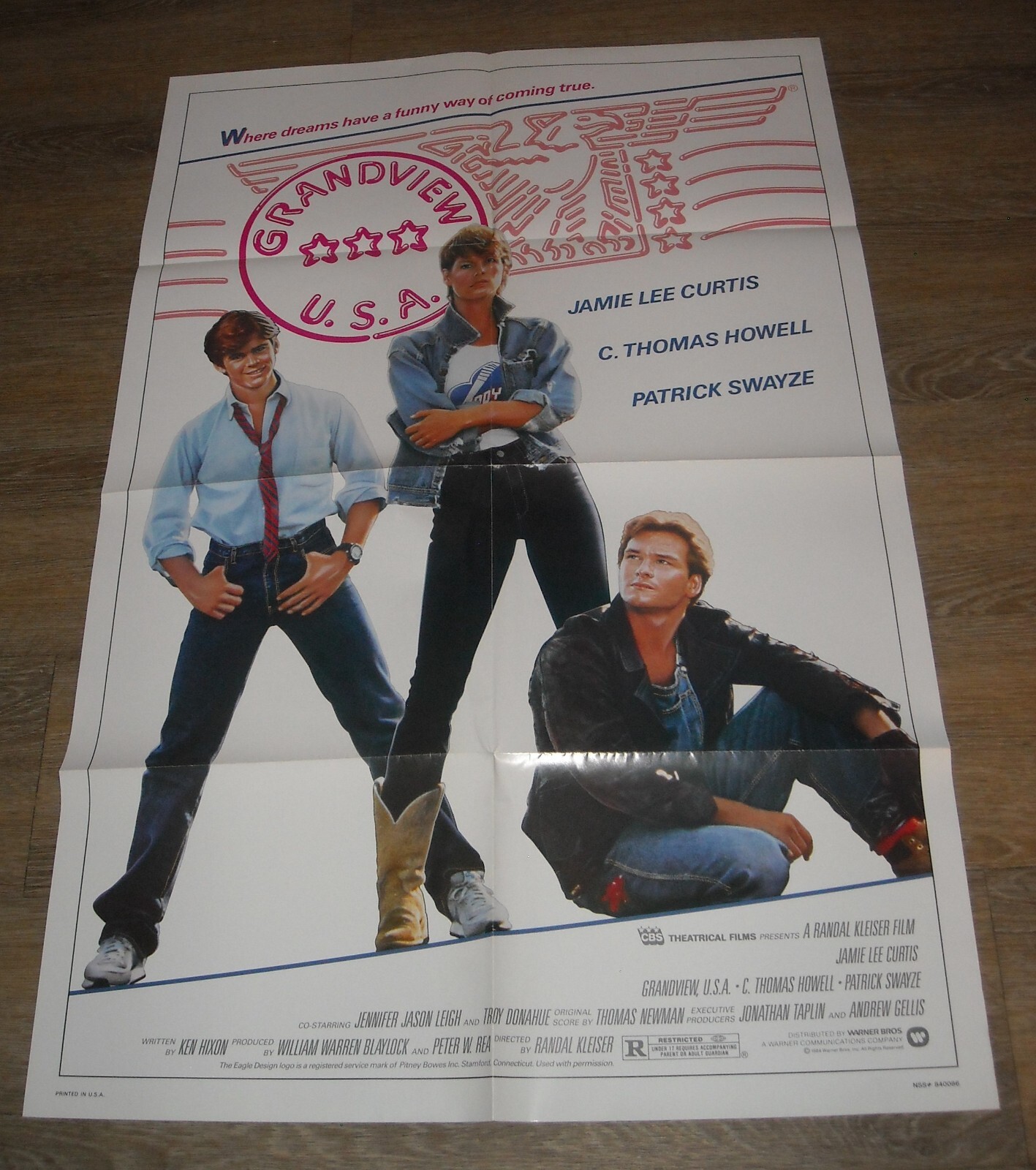 1984 GRANDVIEW USA 1 SHEET MOVIE POSTER JAMIE LEE CURTIS PATRICK SWAYZE ...