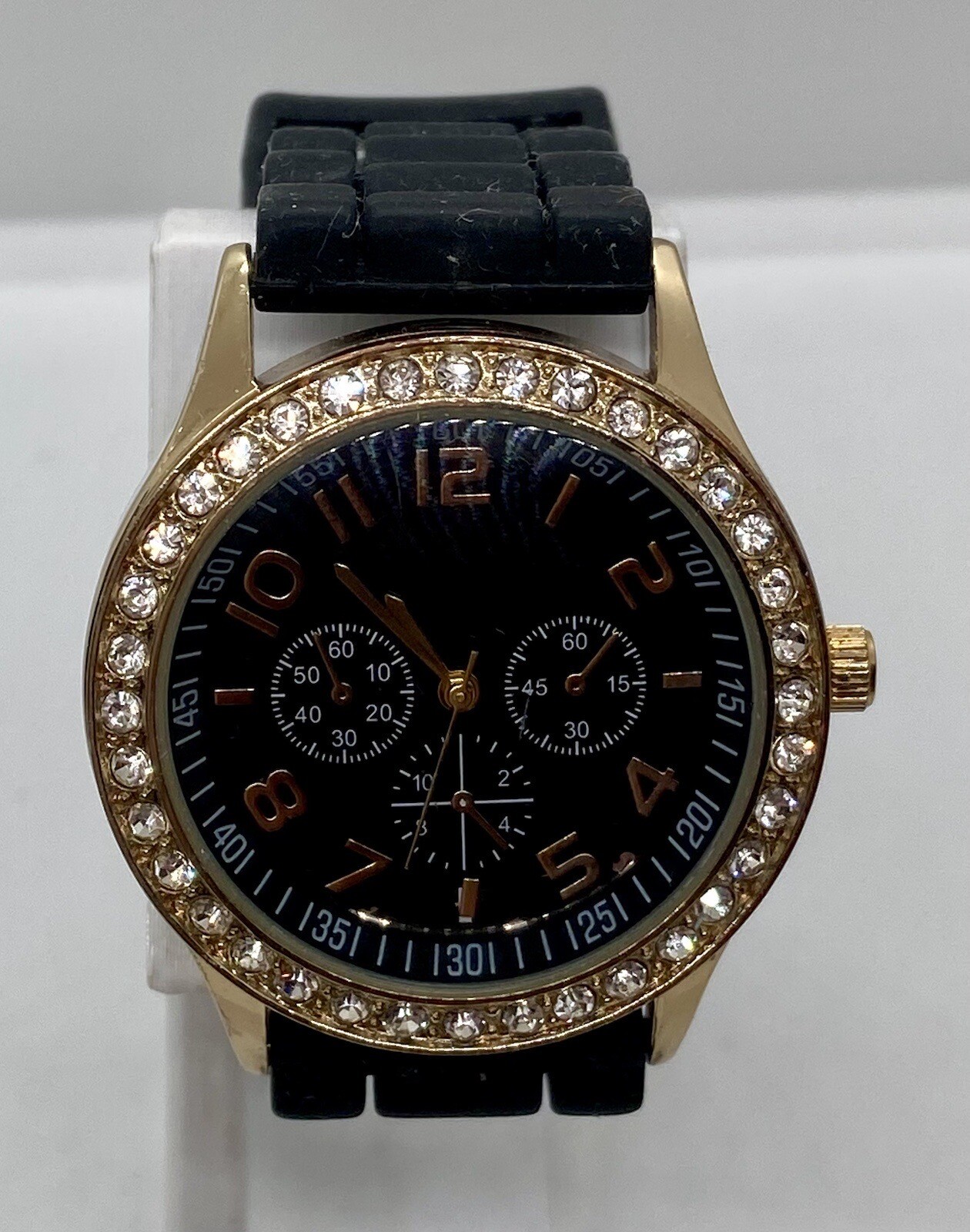 NEW DARICE Ladies Watch Iced White Faux Chronograph Gold Case Fits To 8 ...