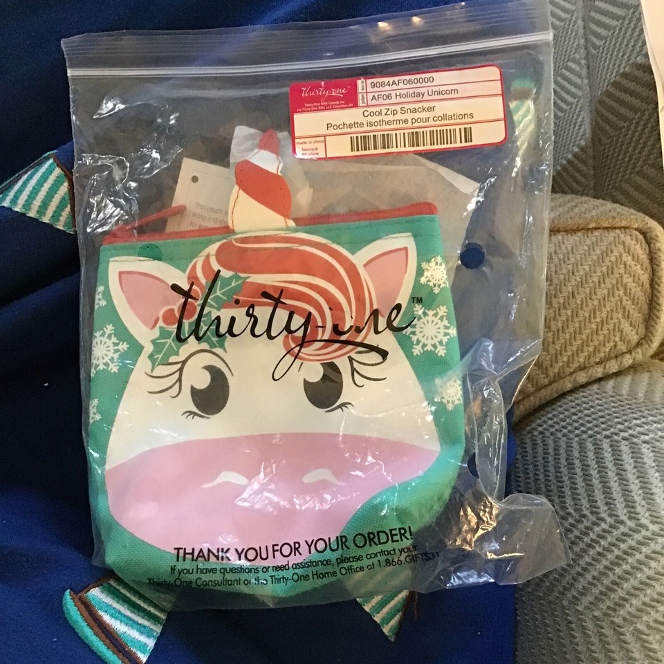 THIRTY-ONE 31 "Holiday Unicorn" COOL ZIP SNACKER Thermal Bag Gift ~ NEW ...