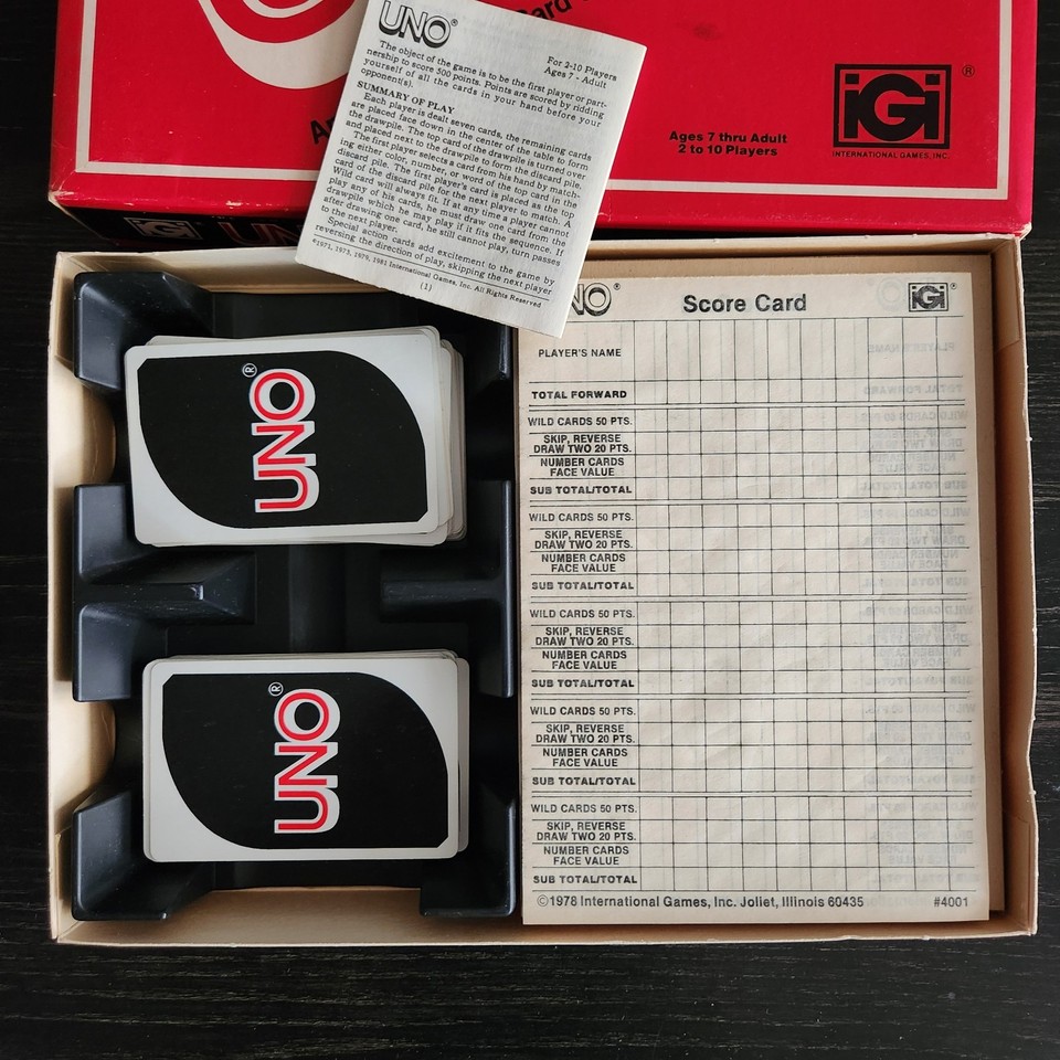 Vintage Deluxe UNO Card Game w/ Instructions, Score Pad 1978 International Games | eBay