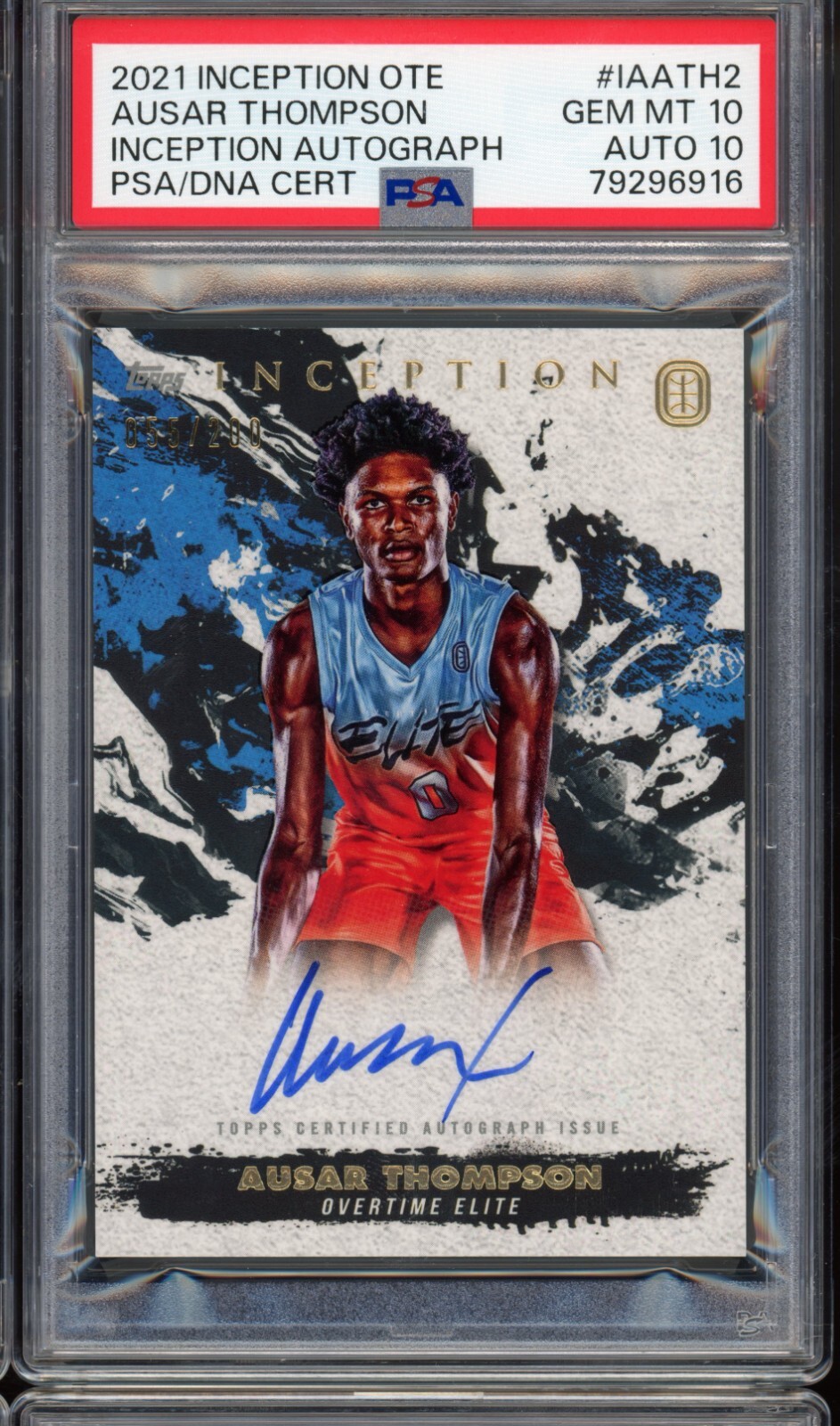 2021 INCEPTION OTE AUSAR THOMPSON GEM MT PSA 10 AUTO 10 055/200 ROOKIE ...