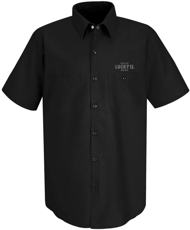 Lucky 13 Pin Up Street Gothic Americana Tattoo Art Mens Workshirt ...