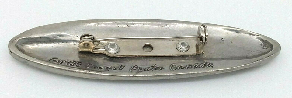 Seagull Pewter Metal Oval Bar Brooch Pin 1988 Made In Canada Signed ...