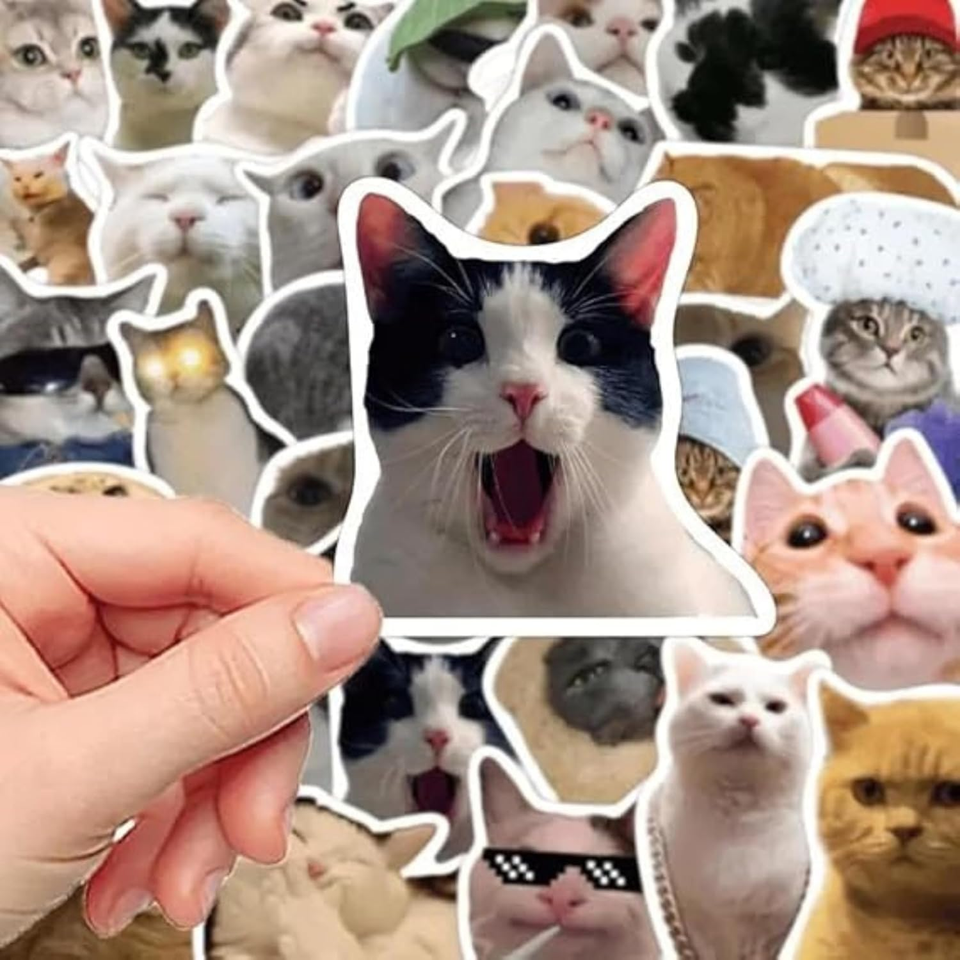 Cat Stickers,Funny Cat Meme, Kawaii for Adults,Waterproof Vinyl ...