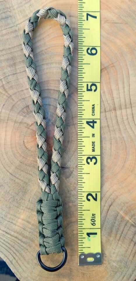 GUTTED 550 Paracord Round Braid Cobra Wrist Lanyard 6" DESERT CAMO ...