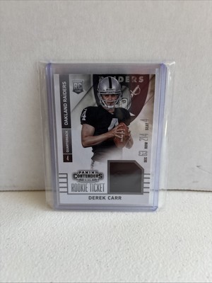Derek Carr Rookie Card Panin 2014 with game worn jersey | eBay