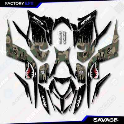 Woodland Savage Camo Racing Graphics kit fits Yamaha Raptor 700 13-25 ...