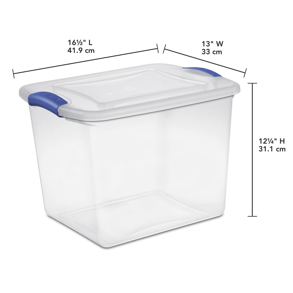 Small Storage Bin, 27 Quart Clear Plastic Storage Container with Latch ...