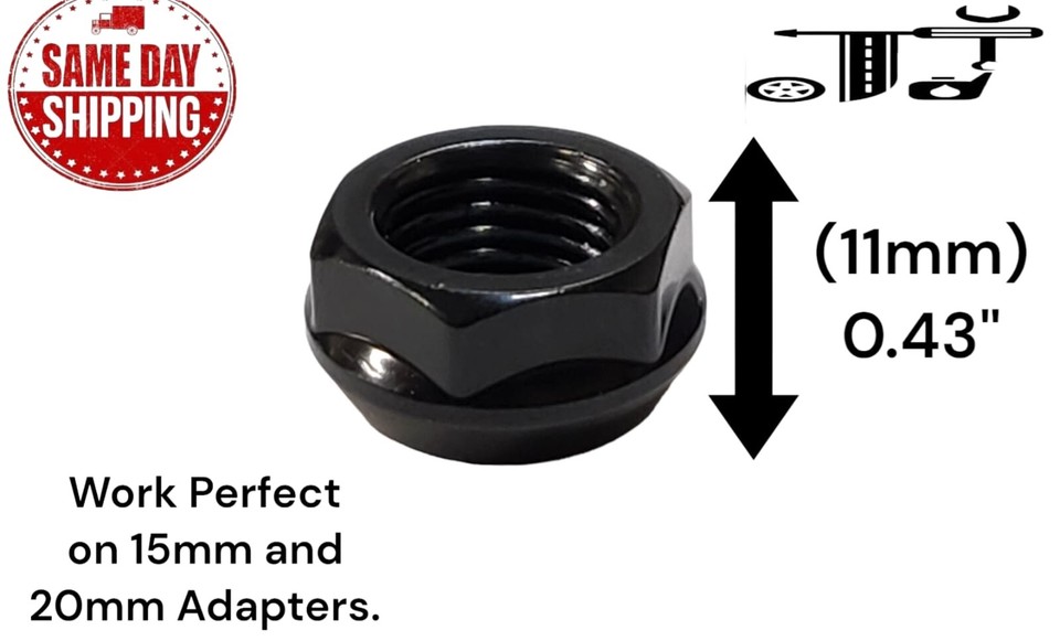 20 PCs BLACK 14X1.5 OPEN END BULGE ACORN LUG NUTS FOR 15MM OR 20MM ...
