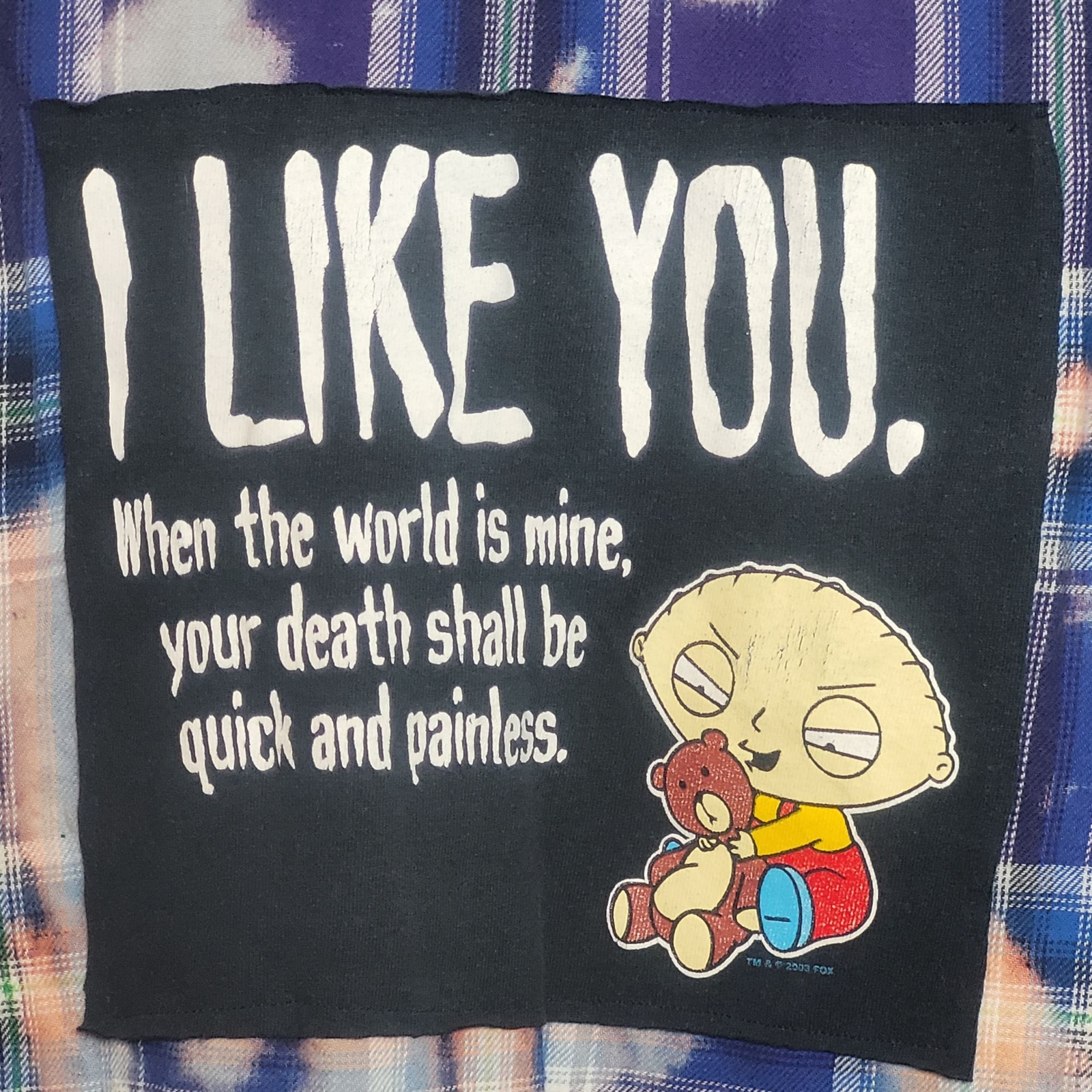 Family Guy Stewie Upcycle Flannel Shirt Bleached Purp… - Gem