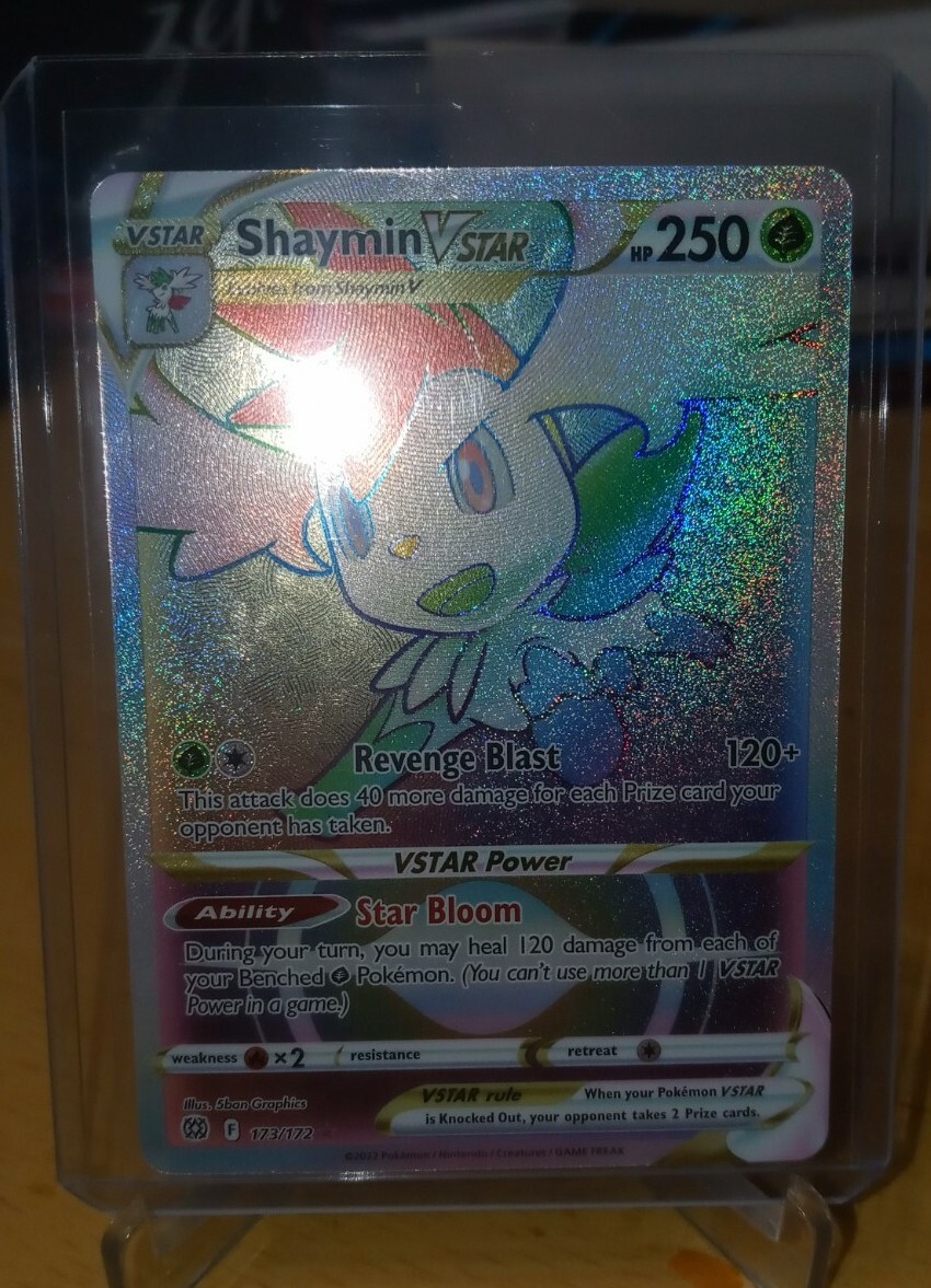 Shaymin V Star 173/172 Rainbow Secret Rare Full Art Holo Pokemon ...