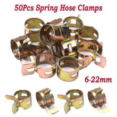 50PCS Spring Hose Clamps Fuel Water Line Pipe Air Tube Clip Fastener ...