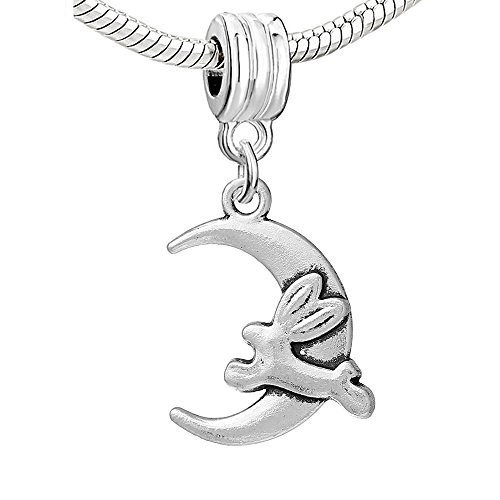 Rabbit Jumping Over the Moon Charm Spacer European Bead Compatible for ...
