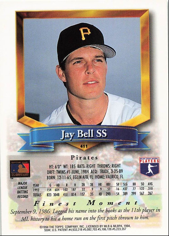 1994 Finest Jay Bell Pittsburgh Pirates #411 | eBay
