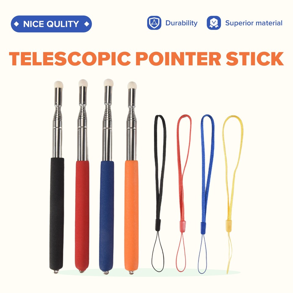 4Pcs Telescopic Pointer Stick with Hand Lanyard Teacher Pointer for8588 ...
