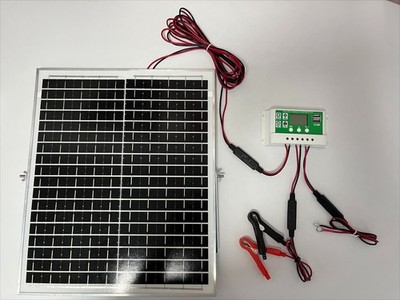 12V 25W Solar Panel Kit W/ Bracket Battery Charger SAE Cable Boat RV ...