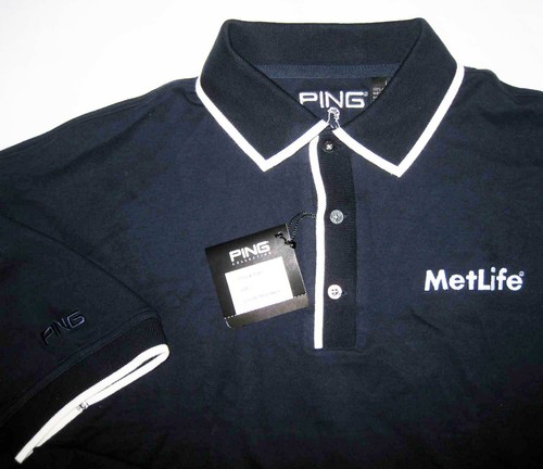 PING ® MetLife ® Embroidered - Cotton - True Navy - L Large - Polo ...