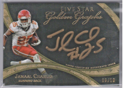 2014 JAMAAL CHARLES FIVE STAR GOLDEN GRAPHS GOLD AUTOGRAPH SSP 6/10 ...
