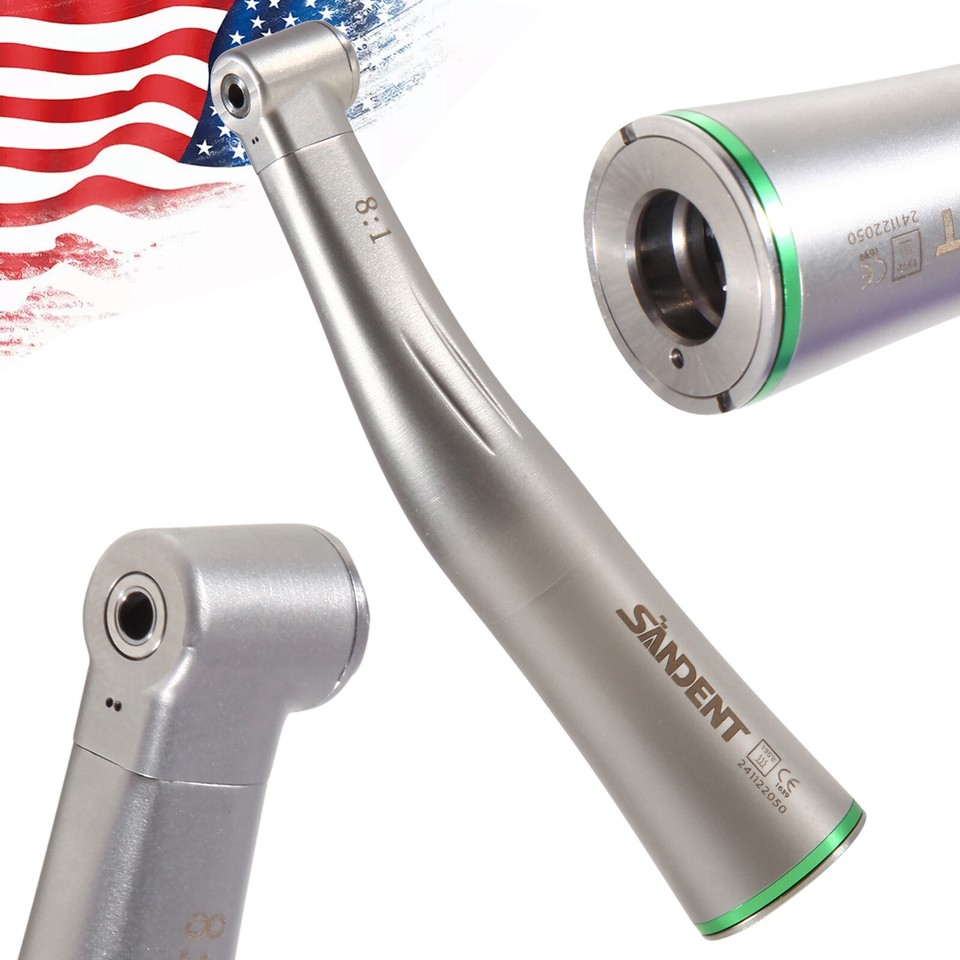 (LED Fiber Optic) Dental Endo Handpiece 8:1 Contra Angle Mini Head ...