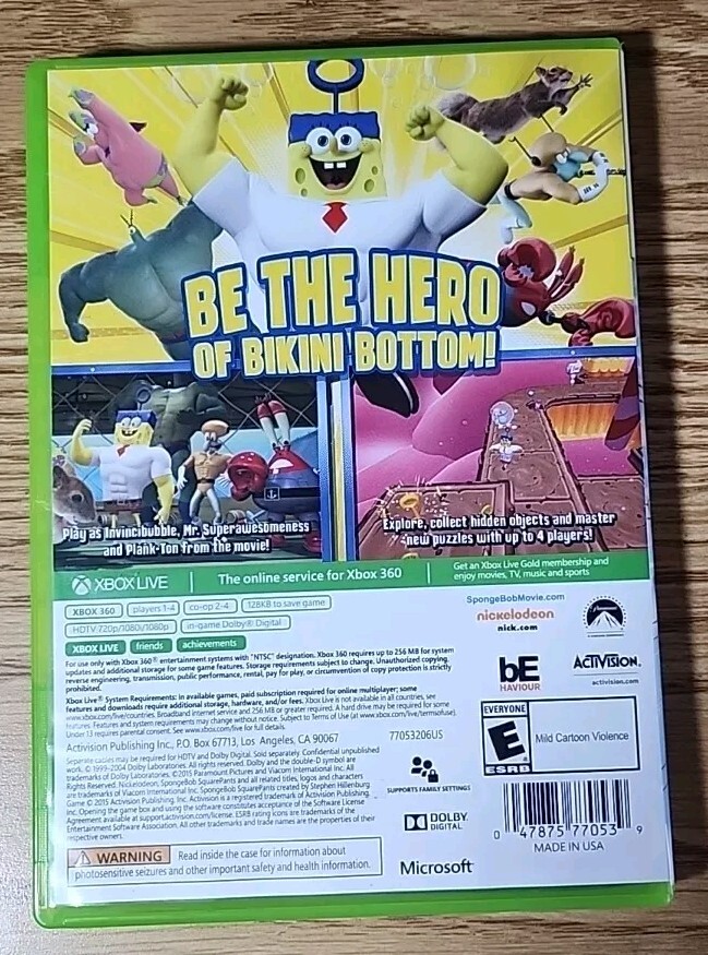 Activision Xbox 360 Nickelodeon Spongebob Heropants Microsoft TESTED ...