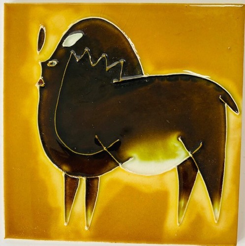 Bull Hand Made art Ceramic Decorative Tile vintage Au ( 15cm x 15cm ...