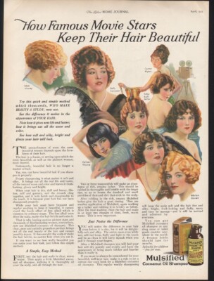 1925 MULSIFIED COCONUT OIL SHAMPOO MOVIE STAR ACTRESS HAIR MOORE BLYTHE ...