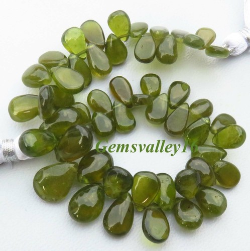 FABULOUS~ Genuine Green Vessonite Smooth Pear Gemstone Beads. 7.50-12mm ...