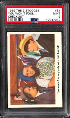 1959 FLEER THE THREE 3 STOOGES #64C YOU WON'T FOOL CHECKLIST MOE CURLY ...