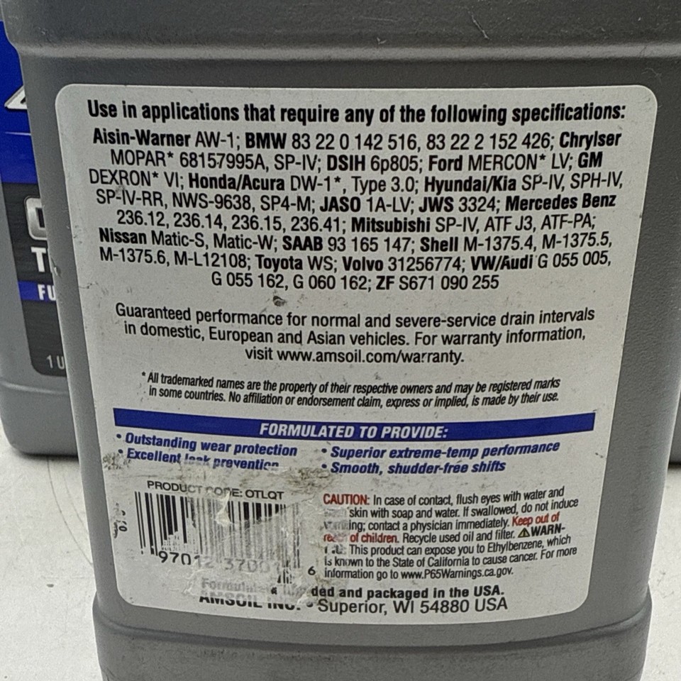 AMSOIL OE ATF AUTOMATIC TRANSMISSION FLUID 8 Qts Fuel Efficient 100% ...