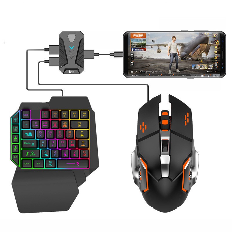 One-Handed Gaming Keyboard & Mouse Set – RGB Mechanical Keypad ...