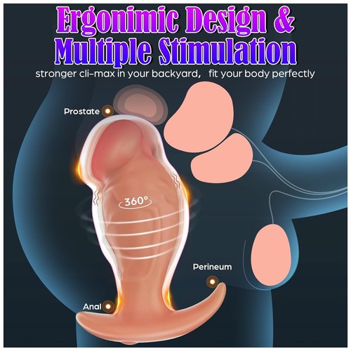 Anal Plug Sex Toys For Men Women 360° Rotating Vibrating Butt Plug