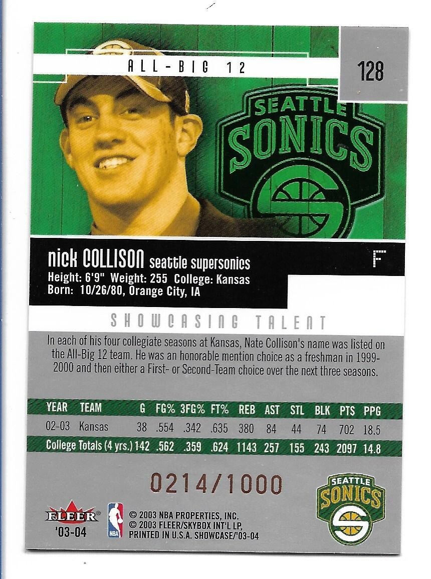 2003-04 Fleer Showcase - #128 Nick Collison /1000 (RC) for sale online ...