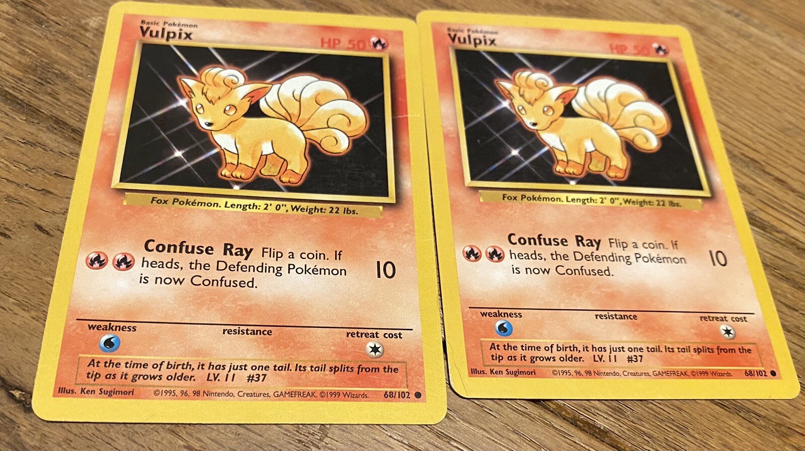Vulpix HP 50 Error Misprint Pokemon Base Set 68/102 VULPIX Set Of 2 ...