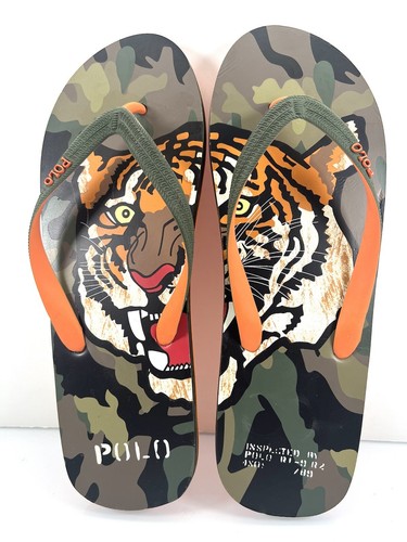 POLO RALPH LAUREN TIGER CAMO WHITLEBURY II GREEN SLIDES SANDALS FLIP ...