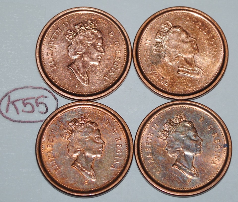 Canada 4 x 2003 P Old Effigy 1 Cent One Canadian Penny Coin Lot# K55 | eBay